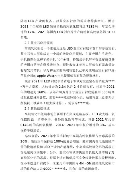 高纯氧化铝市场现状分析及发展方向 Docx 考拉文库