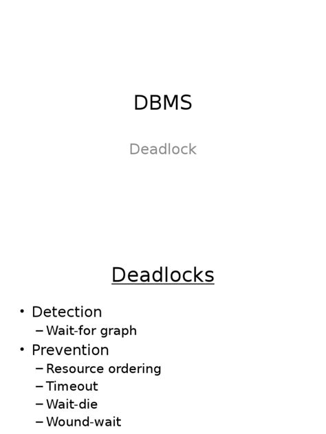 Dbms Deadlock Pdf Database Transaction Synchronization
