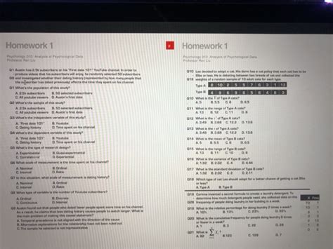 Solved Homework 1 Homework 1 Psychology 010 Andres Of