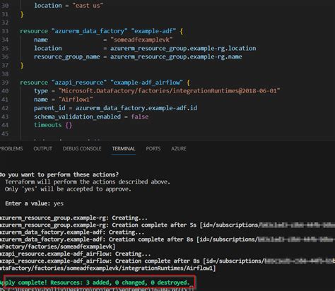 terraform terraforming a managed instance of airflow on azure stack