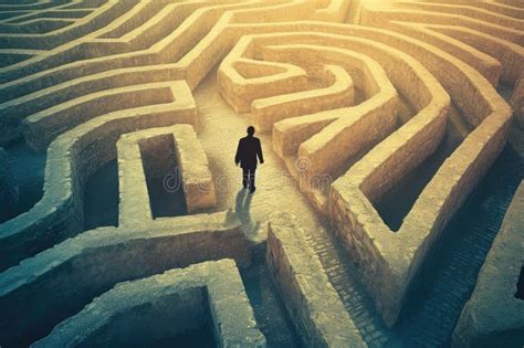 Person Navigating A Maze Or Labyrinth Symbolizing Problem Solving And