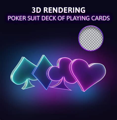 카드 놀이의 포커 정장 갑판 3d 렌더링 그림 프리미엄 Psd 파일