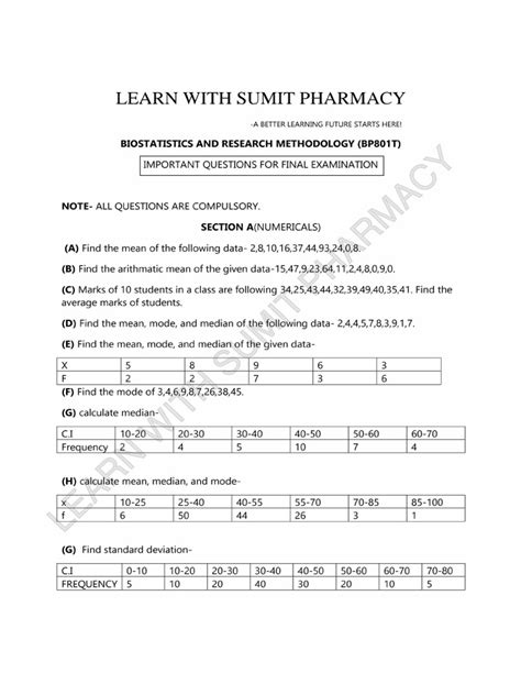 Biostatistics Top 12 Most Imp Questions Pdf