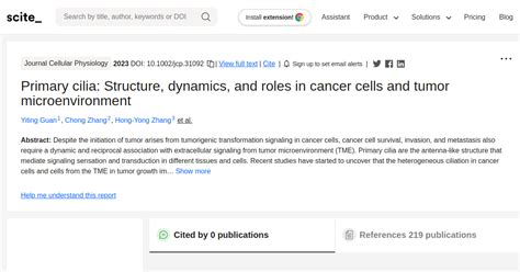 Primary Cilia Structure Dynamics And Roles In Cancer Cells And Tumor