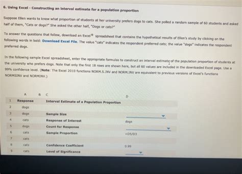 6 Using Excel Constructing An Interval Estimate