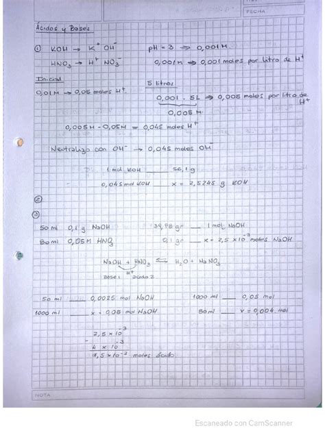 Guía De Ejercicios Ácidos Y Bases Pdf