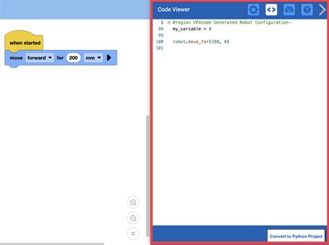 Using The Code Viewer In Vexcode Aim Vex Library