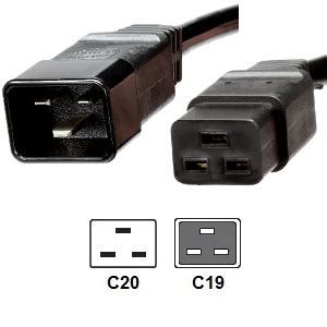 C20 To C19 Power Cord 12 Foot Rated 20A 250V 12 3 SJT Jacket Rackmount PDU
