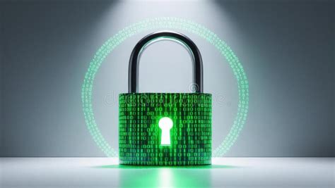 Digital Padlock With A Green Glow Surrounded By Binary Code Symbolizes Cybersecurity And Data