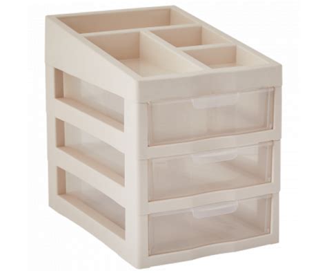 Комод міні 3 яруси 27 19 25 см з кришкою органайзером біла троянда прозорий Id