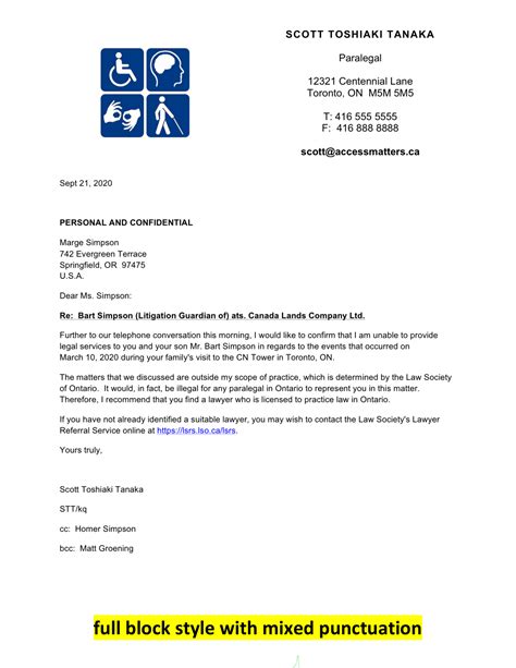 Modified Block Letter Template Word