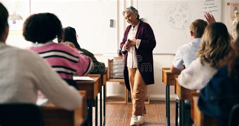 Teacher Woman And High Five For Question At School Achievement And