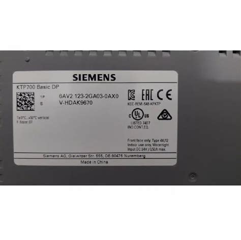 Simatic Hmi Ktp700 Basic Dp 6av2 123 2ga03 0ax0 Basic Panel At Rs 32000 Hmi Siemens Basic