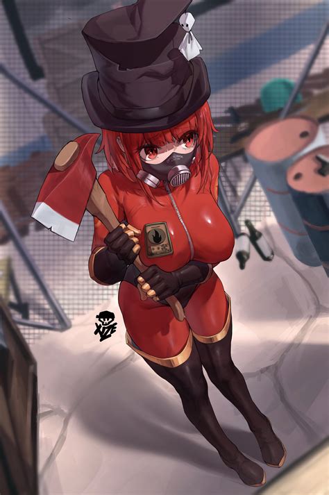 Xize9247 Pyro Tf2 Red Pyro Tf2 Team Fortress 2 Absurdres Commission Highres 1girl