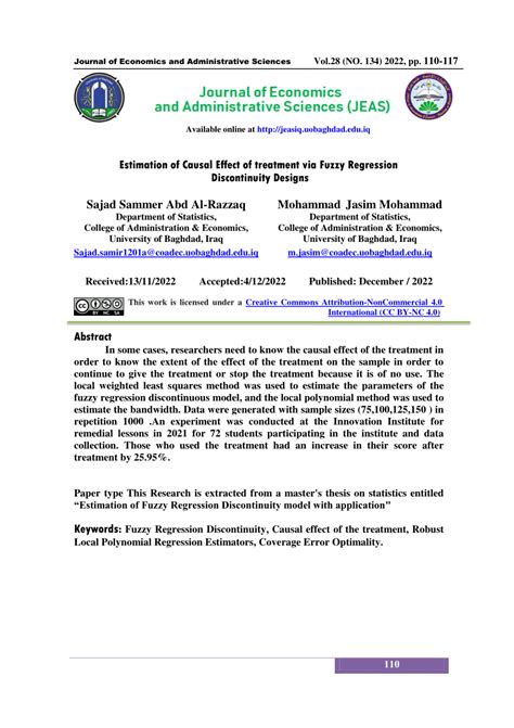 Pdf Estimation Of Causal Effect Of Treatment Via Fuzzy Regression
