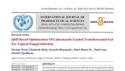 Qbd Based Optimization Of Luliconazole Loaded Transferosomal Gel For Topical Fungal Infection