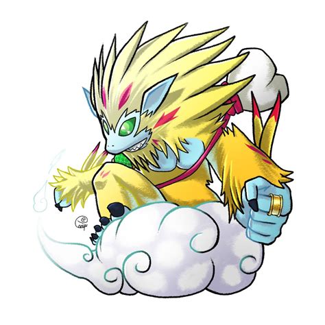 Enrike Enrique Mr Blue Flying Nimbus Hanumon Digimon Chibi Clenched Hand Clenched Teeth