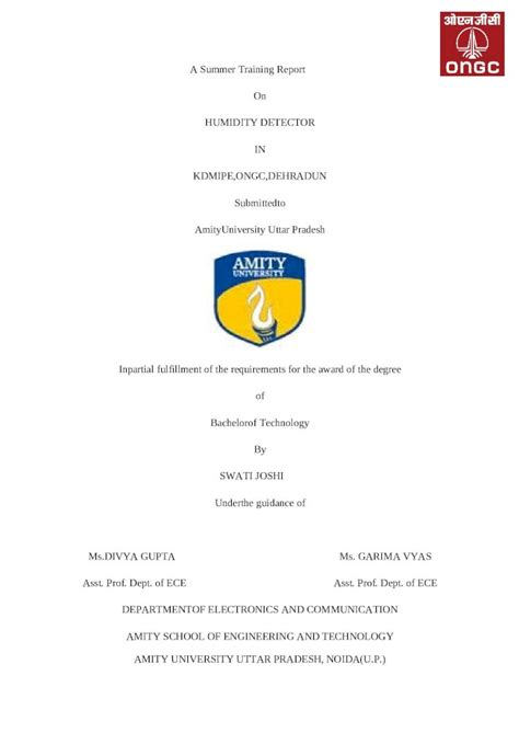 Docx Project Report On Humidity Detector Dokumentips