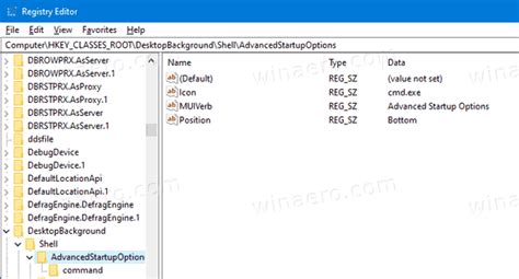 Add Advanced Startup Options Context Menu In Windows 10