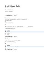 IT213 Unit 2 Java Quiz Docx Unit 2 Java Quiz Time Limit 1 00 00 Time