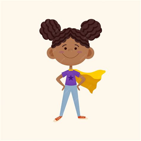 Free Vector Cartoon Black Girl Illustration With Cape