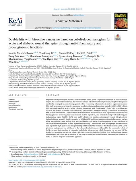Pdf Double Hits With Bioactive Nanozyme Based On Cobalt Doped