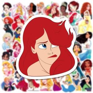 Disney Princess Sticker Pack Movie Stickers Ariel Elsa Jasmine Belle Mulan Moana Custom
