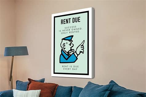 Rent Due Motivational Monopoly Art For Offices Canvas Prints Au