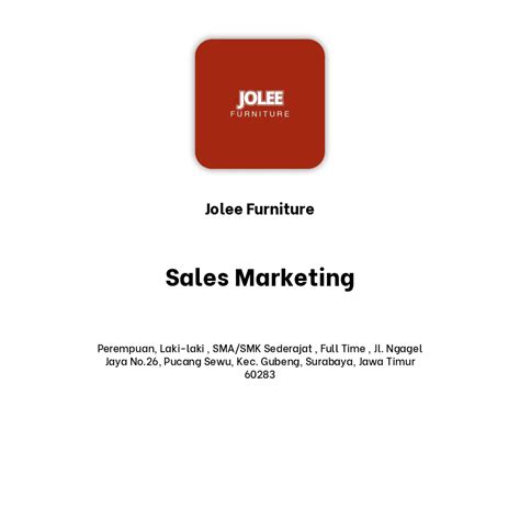 Lowongan Kerja Sales Marketing Di Jolee Furniture Juli 2024 Jobnas