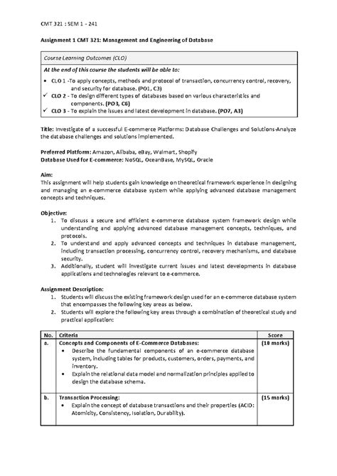 Sem 1 Assignment 1 27102024 Assignment 1 Cmt 321 Management And Engineering Of Database