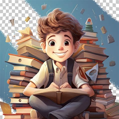 Premium Psd Happy Boy Going To School With Books Education Reading