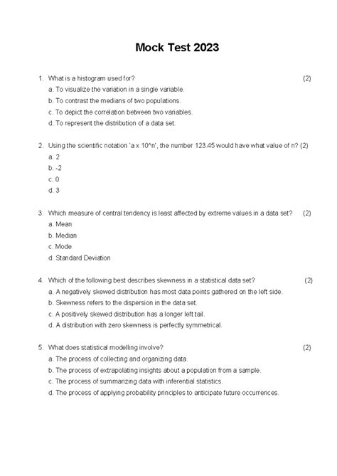 Mock Test Statistics Mock Test 2023 What Is A Histogram Used For