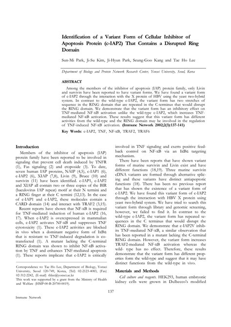 pdf identification of a variant form of cellular inhibitor of