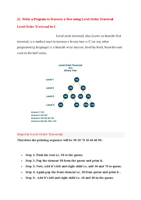 21 Write A Program To Traverse A Tree Using Level Order Traversal