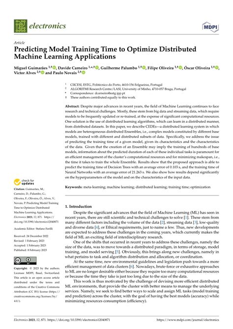 Pdf Predicting Model Training Time To Optimize Distributed Machine Learning Applications
