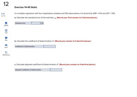 Solved In A Multiple Regression With Four Explanatory