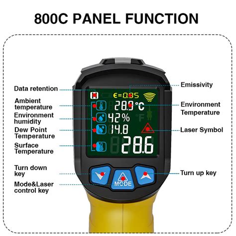 Цифровой инфракрасный термометр лазерный пистолет с ЖК экраном измеритель влажности и