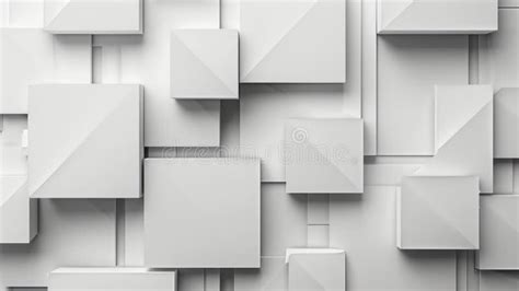 Minimal Geometric Overlapping Squares On White And Grey Background Stock Illustration
