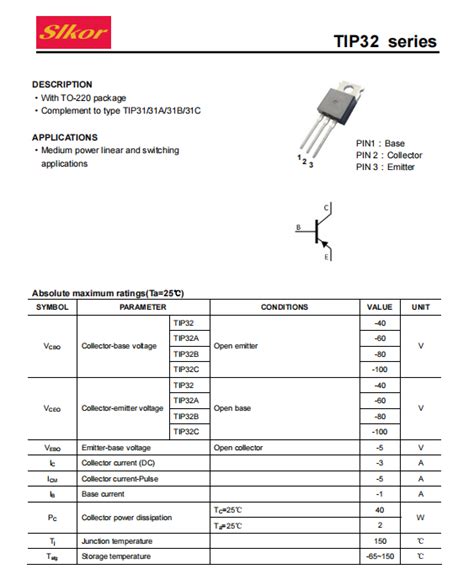 TIP32C PNP Bipolar Power Transistor
