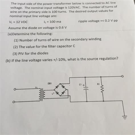 solved the input side of the power transformer below is