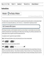 Master Unit Conversions Motion Study Quiz Practice Course Hero