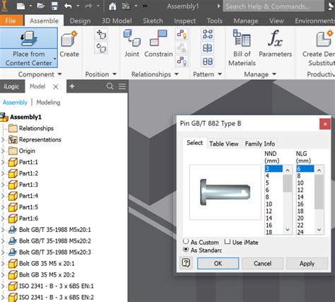 Inventor Api Detect A Content Center Part Is Inserted As Standard Or Custom Manufacturing Devblog