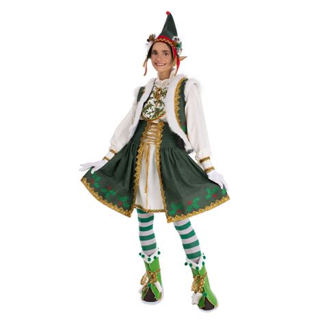 Green Elf Girl Costume Set Handmade Christmas Suit For A Professional