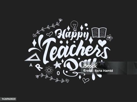 행복한 선생님의 날 손 레터링 벡터 일러스트 레이 션 디자인 장식 낙서 축하 0명에 대한 스톡 벡터 아트 및 기타 이미지 0명 10월 2022년 Istock