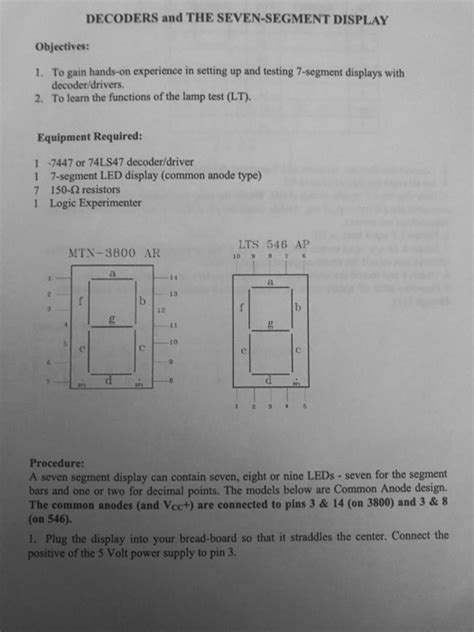 Solved Decoders And The Seven Segment Display Objectives 1