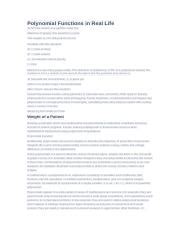 Polynomial Functions In Real Life Docx Polynomial Functions In Real Life To Find The Motion Of