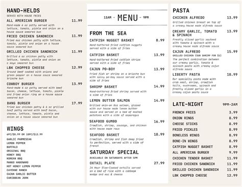 Menu At Ground Zero Pub And Bar Lubbock