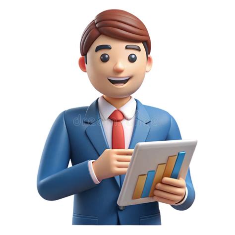 Businessman Reading Business Report 3d Icon With Professional Analysis Stock Illustration