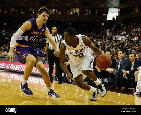 November 27 2015 Justin Mckie 20 Of The South Carolina Gamecocks Drives The Baseline On Eli