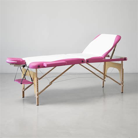 Deluxe 3 Section Massage Bed Deluxe Pink And White
